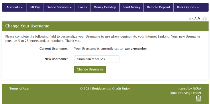 How do I change my Online Banking User ID or password?